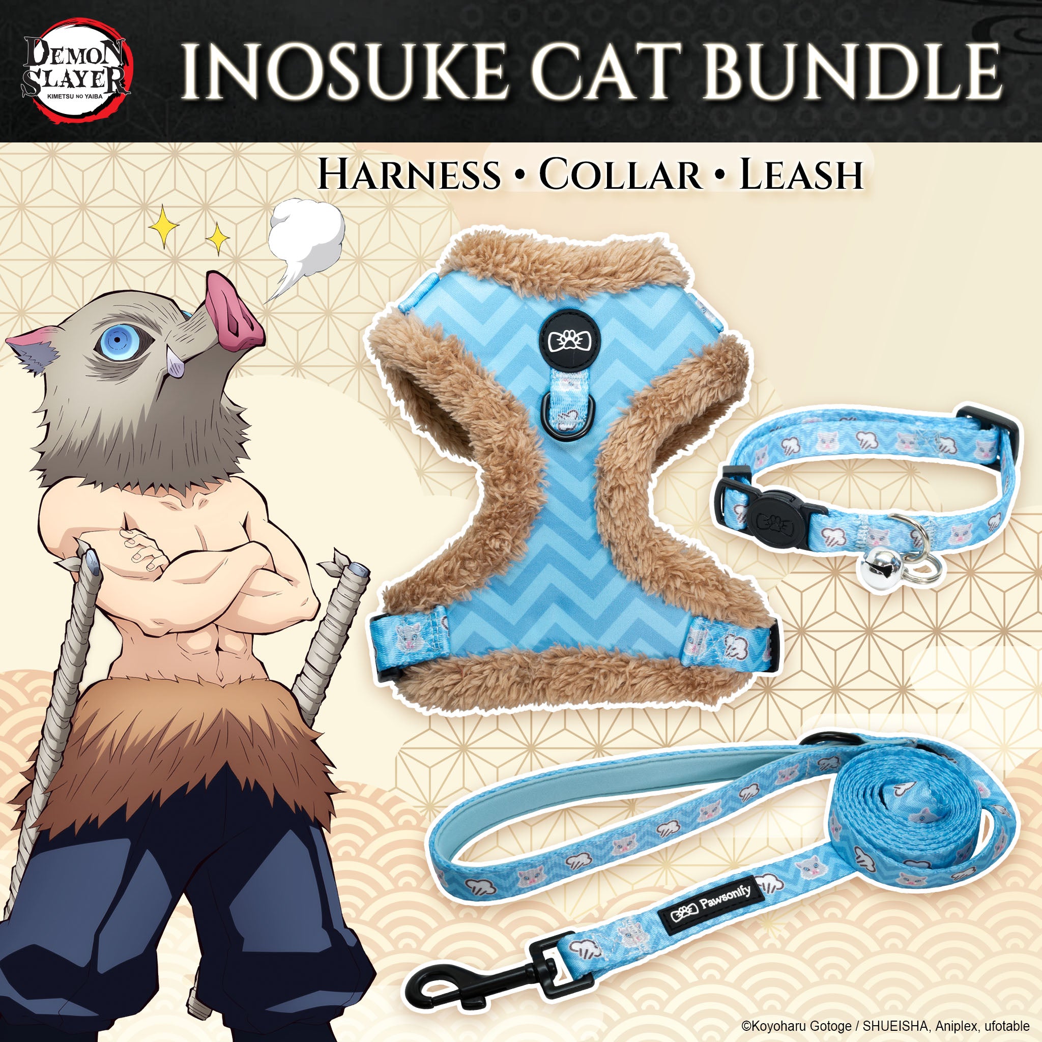 Cat Three Piece Bundle - Inosuke | Demon Slayer | Pawsonify